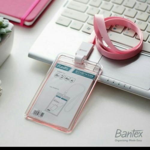 Jual bantex transparent id card holder lanyard potrait - Pink - Jakarta ...