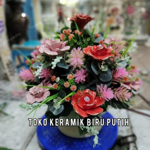 Jual Bunga Rangkaian Keramik Italy perpaduan warna/ Bunga keramik set ...