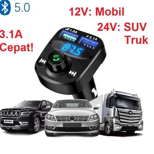 Jual Transmitter FM Bluetooth Handsfree Mobil dengan Charger Dual Port ...