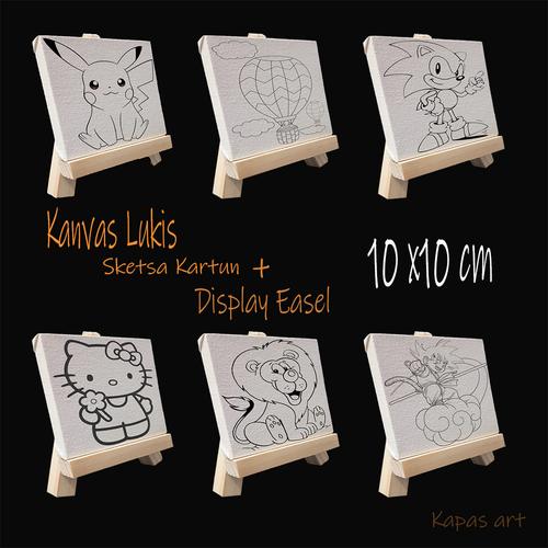 Jual Kanvas Lukis Sketsa Kartun 10x10cm + Display Easel Siap Pakai ...