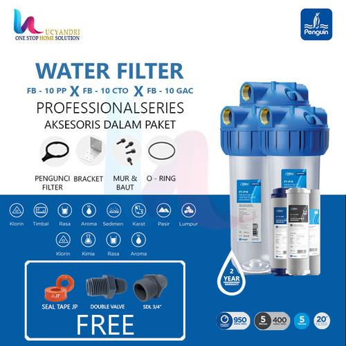 Promo PAKET FILTER AIR Penguin Lengkap PRO Bleu Kuningan 10in Saringan ...