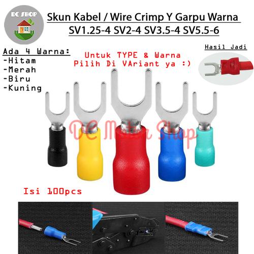 Jual Terminal Kabel Cable Skun Sekun Y Garpu SV1.25-4 SV2-4 SV3.5-4 SV5.5-6 - SV2-4, Merah ...