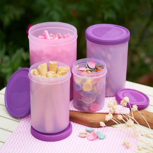 Jual Toples bulat set lengkap 4pcs / Tempat penyimpan snack bulat ...