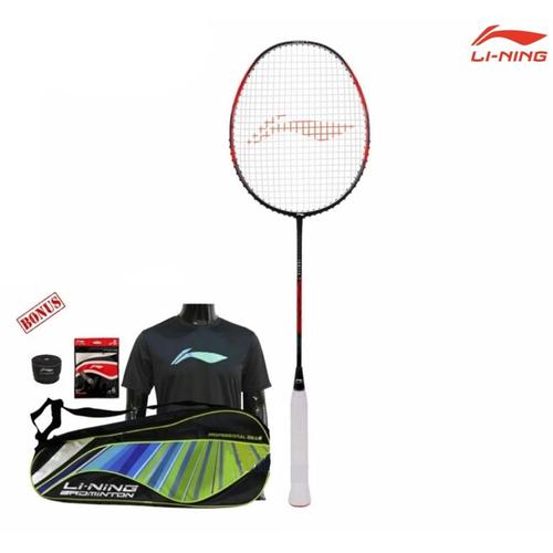 Jual NEW FULL SET RAKET BADMINTON LINING IGNITE 7 BLACK / RED ORIGINAL ...