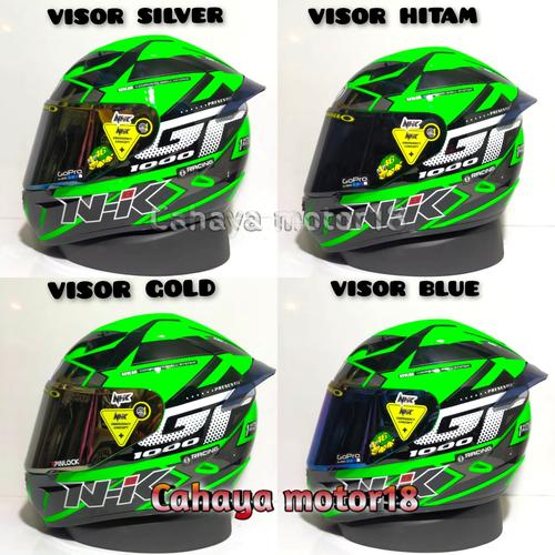 Jual PAKET GANTENG HELM NHK GP1000 STAR GREEN|NHK FULL FACE - KACA BIRU ...