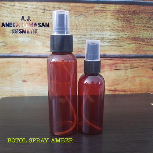 Jual Botol spray plastik amber / Botol 100ml dan 60ml amber tutup hitam ...
