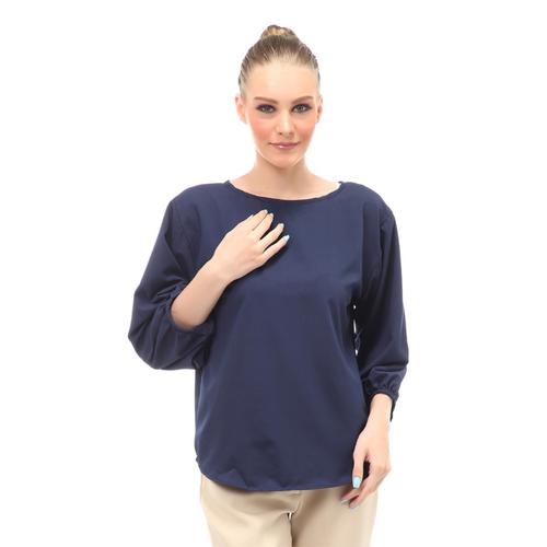 Jual Blouse Lengan Balon Motif Solid Design Simple Regular Fit - Navy - Kab. Bekasi - Evernoon ...