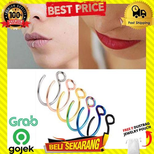 Promo ANTING TANPA TINDIK PALSU HIDUNG BIBIR PIERCING JEPIT TITANIUM ...