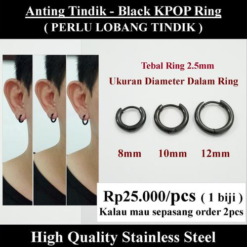 Jual Anting Tindik Cowok Pria - Black KPOP Ring - 10mm - Kota Medan ...