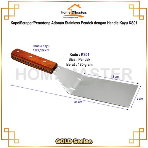 Jual Kape/Scraper/Pemotong Adonan Stainless Pendek dengan Handle Kayu ...
