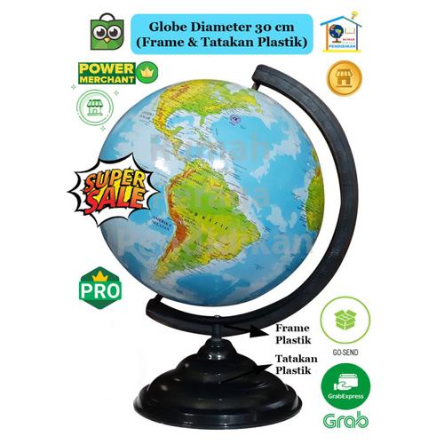 Jual GLOBE (BOLA DUNIA) DIAMETER 30 CM (FRAME-TATAKAN WARNA HITAM ...