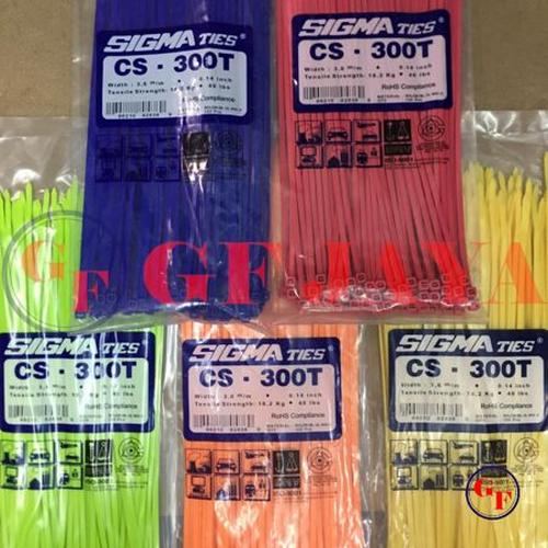 Jual Kabel Ties / Cable Tie Sigma 300 T Warna Biru Pink Hijau Orange ...