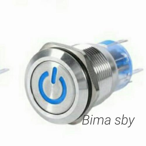 Jual 19mm 12V Blue LED Self-locking Latching Push Button Power Switch ...