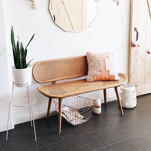 Jual KURSI BENCH KAYU JATI MIX ROTAN SCANDINAVIAN BENCH RATTAN BANGKU ...