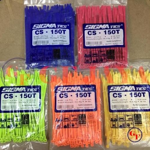 Jual Kabel Ties / Cable Tie Sigma 150 T Warna Biru Pink Hijau Orange ...