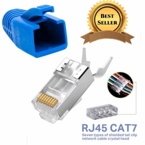 Jual Cat7 Connector Rj45 Cat 7 Cat 6A Shielded 8P8C RJ45 Konektor Plug ...