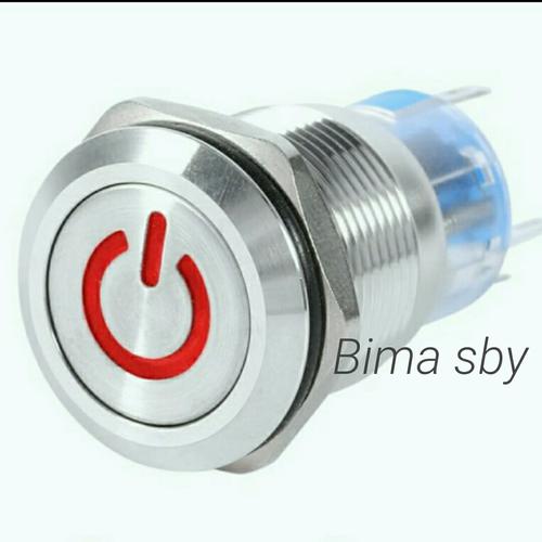 Jual 19mm 12V Red LED Self-locking Latching Push Button Power Switch ...