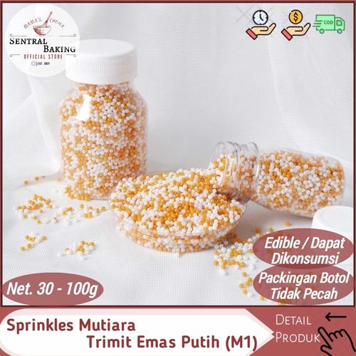 Jual Sprinkle Kue Mutiara Trimit Emas Putih (M1) / Springkel Springkle ...