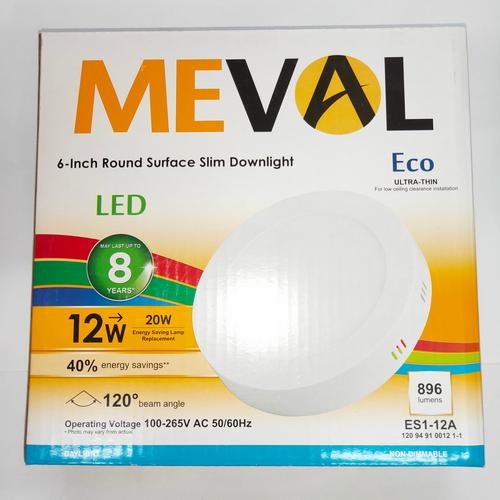 Jual Lampu Downlight LED Panel Bulat ECO Outbow 12w 6" MEVAL Putih WW ...