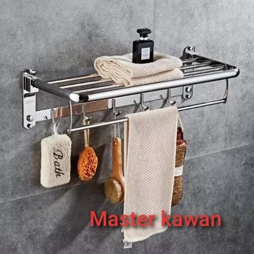 Promo Rak Handuk Stainless 60 Cm Model Lipat /Gantungan perlahan kamar ...