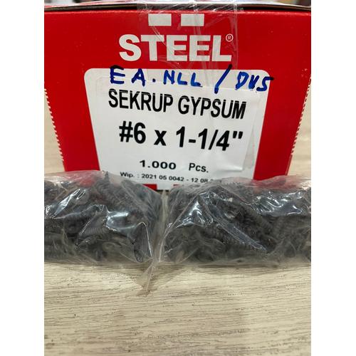 Jual Sekrup Gipsum 3 cm Skrup Gypsum 3cm 6 x 1 1/4" STEEL hitam 70PCS ...