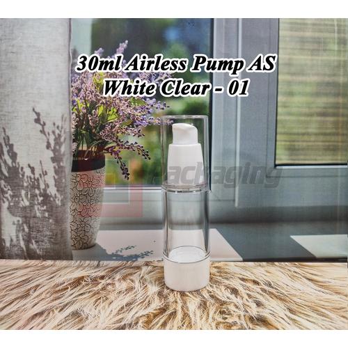 Jual 30ml botol serum / pump airless AS white / putih transparant 30 ml ...