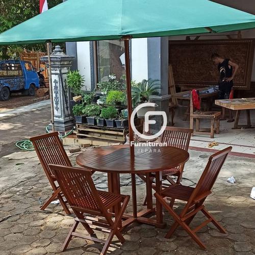 Jual Meja Outdoor Set Payung Jati Grade A Meja Kursi Garden Set - Kab ...