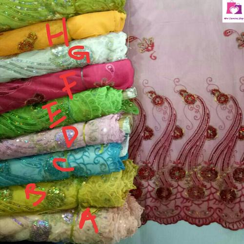 Jual kain kebaya pesta tile bunga borci meteran lb.150cm per 50cm no 9 ...