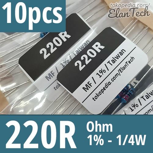 Jual Resistor 220R Taiwan 10pcs 1/4W 1% 220 Ohm 0.25W ElanTech ...