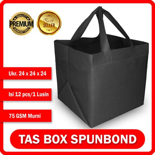 Jual Tas Spunbond Box Satuan - Hitam 24CMx24CM / Tas Nasi Kotak - Putih ...