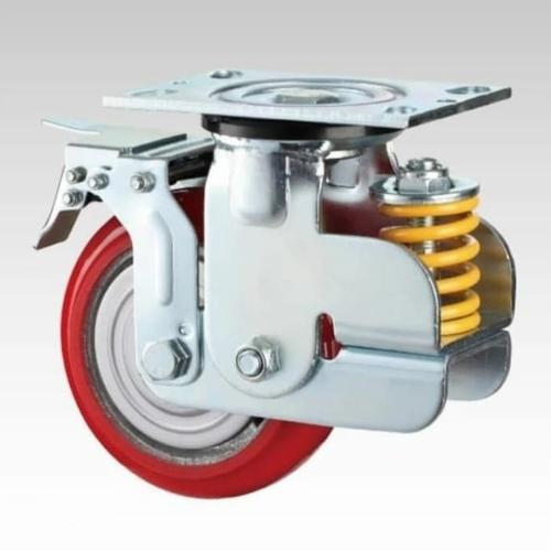 Jual Roda Spring Per PU merah 6" inchi Rem double bearing Ranger ...