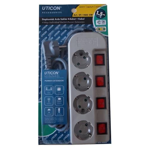 Jual StopKontak / Stop Kontak / Colokan Listrik Cabang 4 Uticon ST-1482 SW - Jakarta Pusat ...