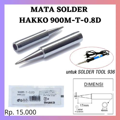 Jual Mata solder Tip merk HAKKO 900M-T-0.8D lancip mata solder lubang - 900M-T-I - Jakarta Barat ...