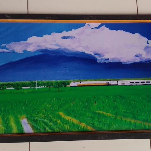 Jual lukisan cetak kereta api dan sawah plus bingkai - Kab. Cilacap ...