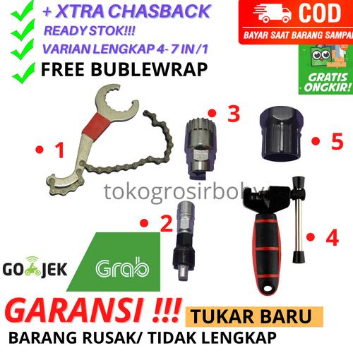 Jual Kunci Sprocket Crank Set 5in 1 Alat Reparasi Sepeda TERLENGKAP ...