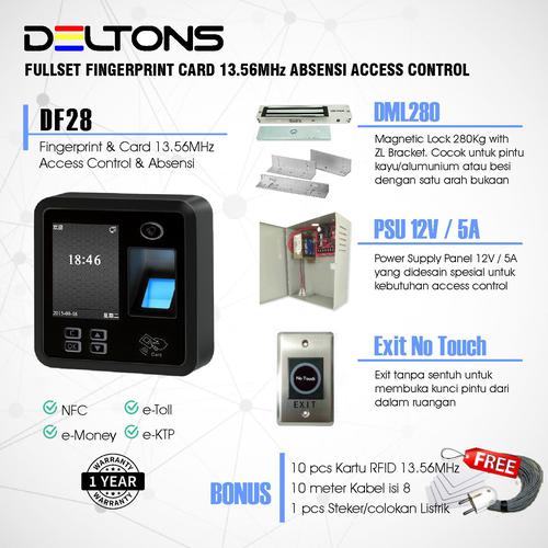 Promo Smart Fingerprint Access Control Door Deltons 13.56MHz Card EM Lock - Touchless Exit Cicil ...