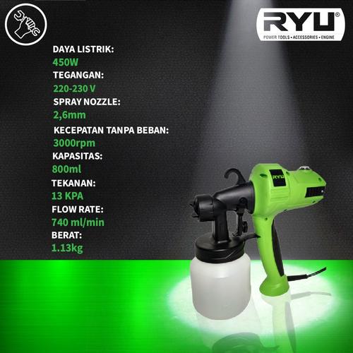 Jual RYU Spray Gun Electrik RSE 800 Semprotan Cat Tembok Paint Zoom ...