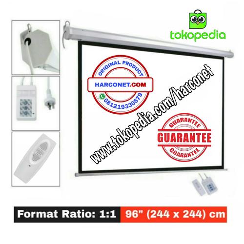 Jual Layar Proyektor Otomatis 96" Screen Motorized Remote (244 x 244 ...