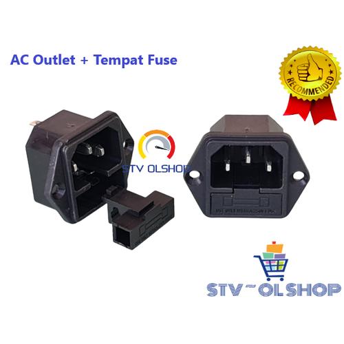 Jual Soket Power AC Outlet 3 pin + Fuse Holder / Socket AC Power 3 pin ...