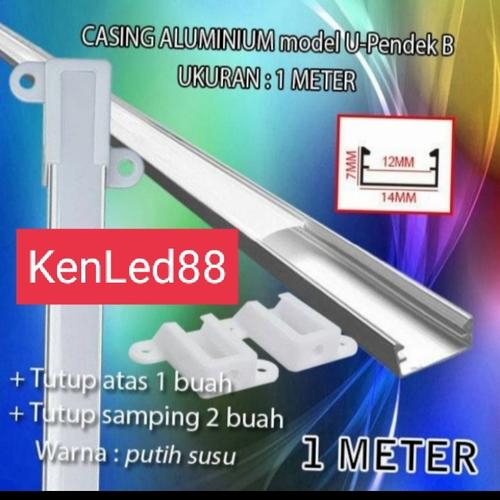Jual Housing Kap Alumunium Led Strip/Led Bar Cover susu Type U 1M ...