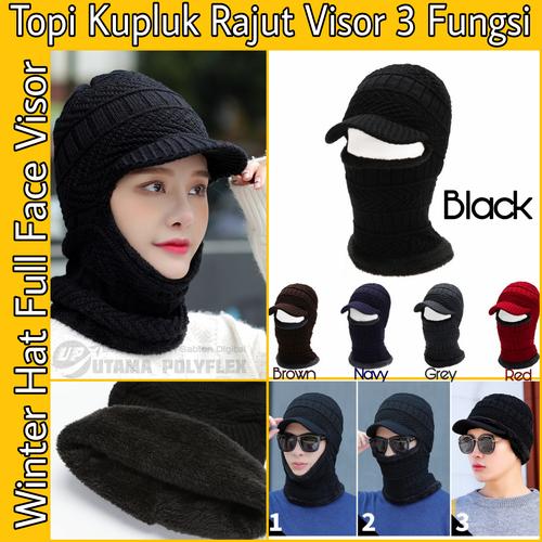 Promo Topi Kupluk Rajut Musim Dingin Full Face Visor Import / Winter ...