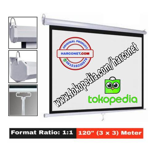 Jual Screen Projector Manual 3 Meter Layar Proyektor Gantung 120" (3 x ...