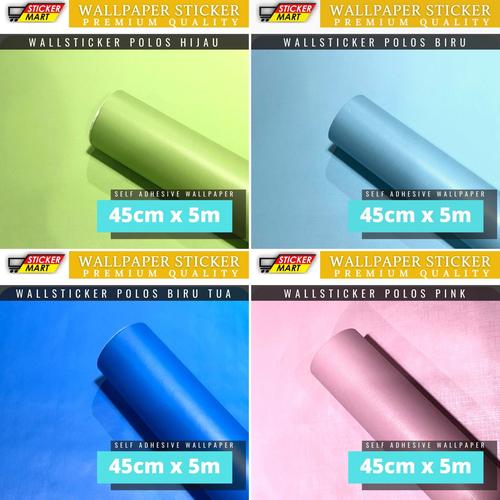 Jual Wallpaper stiker polos varian warna pink, biru, hijau interior ...