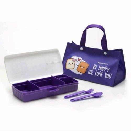 Jual Tupperware lunch keeper rectagular tempat makan set warna ungu ...