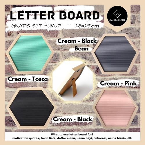 Jual Papan Nama Bayi Felt Letter Board Hexagon Papan Huruf Pesan Menu ...