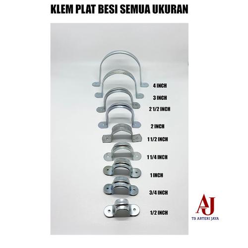 Jual Klem Plat Besi 1 1/2"Inch Tebal Pipe Clamp Klem Omega Galvanis ...