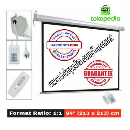 Jual Layar Proyektor Otomatis 84" Screen Motorized Remote (213 x 213 ...