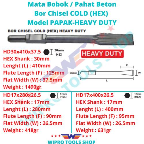 Jual Mata Bobok/Pahat Beton/Bor Chisel COLD (HEX) HEAVY DUTY-Model ...