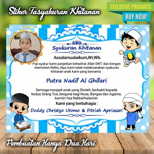 Jual Stiker Khitanan Anak 7x10Cm Pakai Foto (BONUS CETAK LEBIH) - Kab ...