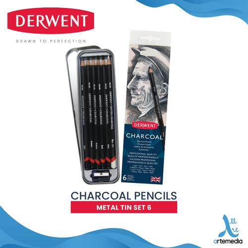 Jual Pensil Arang Derwent Charcoal Pencil 6 Metal Tin Set - Kota ...